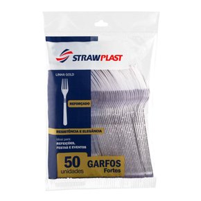 Garfo Plástico Forte Cristal Strawplast (pacote) 50UN