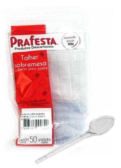 Colher de Plástico Cristal para Sobremesa Prafesta 1000un