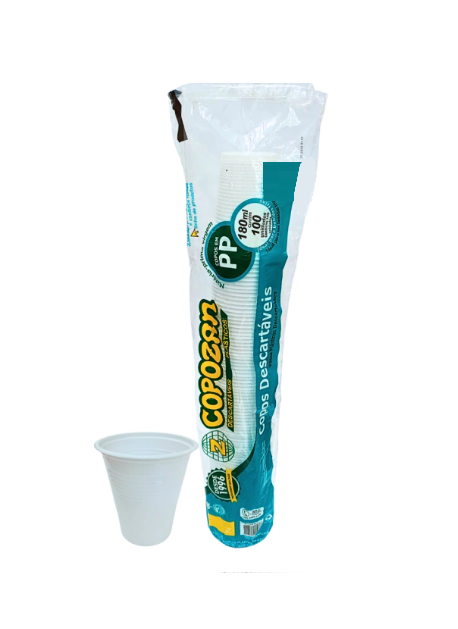 Copo Descartável Branco 180ml Copozan 100un