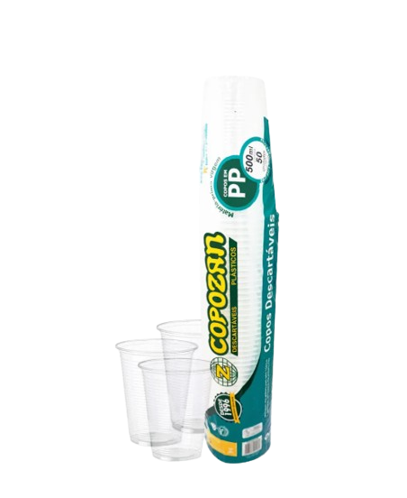 Copo Descartável Transparente 500ml PP500 Copozan Pacote com 50 Unidades