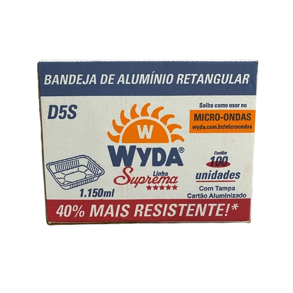 Folha de Alumínio D5S com Tampa Micro 1150ml Suprema Wyda 100un